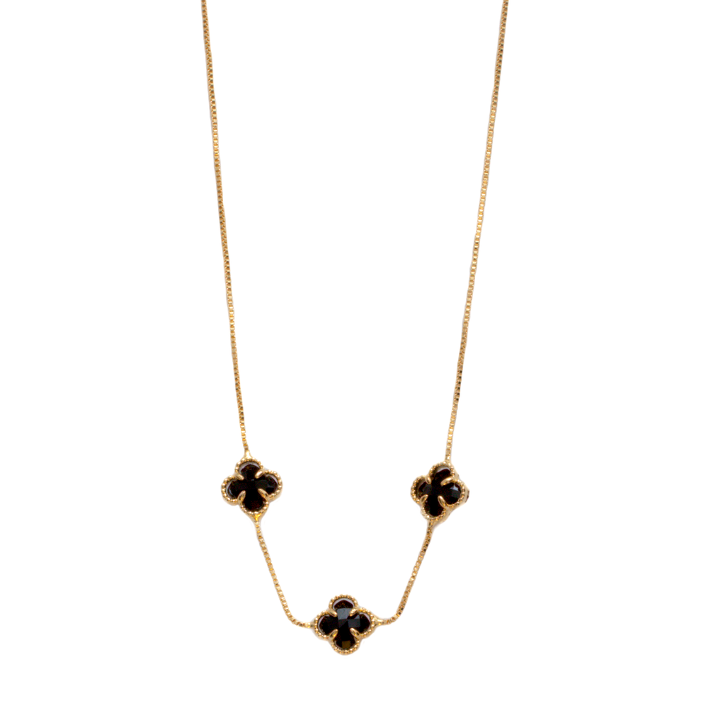 Collar Tréboles Negros - Chapa de Oro – Aurela 18K