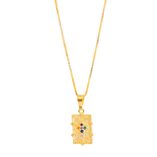 Chain Necklace and Cross Scapular – Chapa de Oro – Aurela 18K
